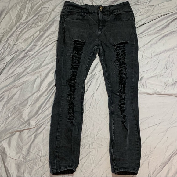 Hot Topic | Jeans | Hot Topic Black Distressed Hirise Super Skinny ...